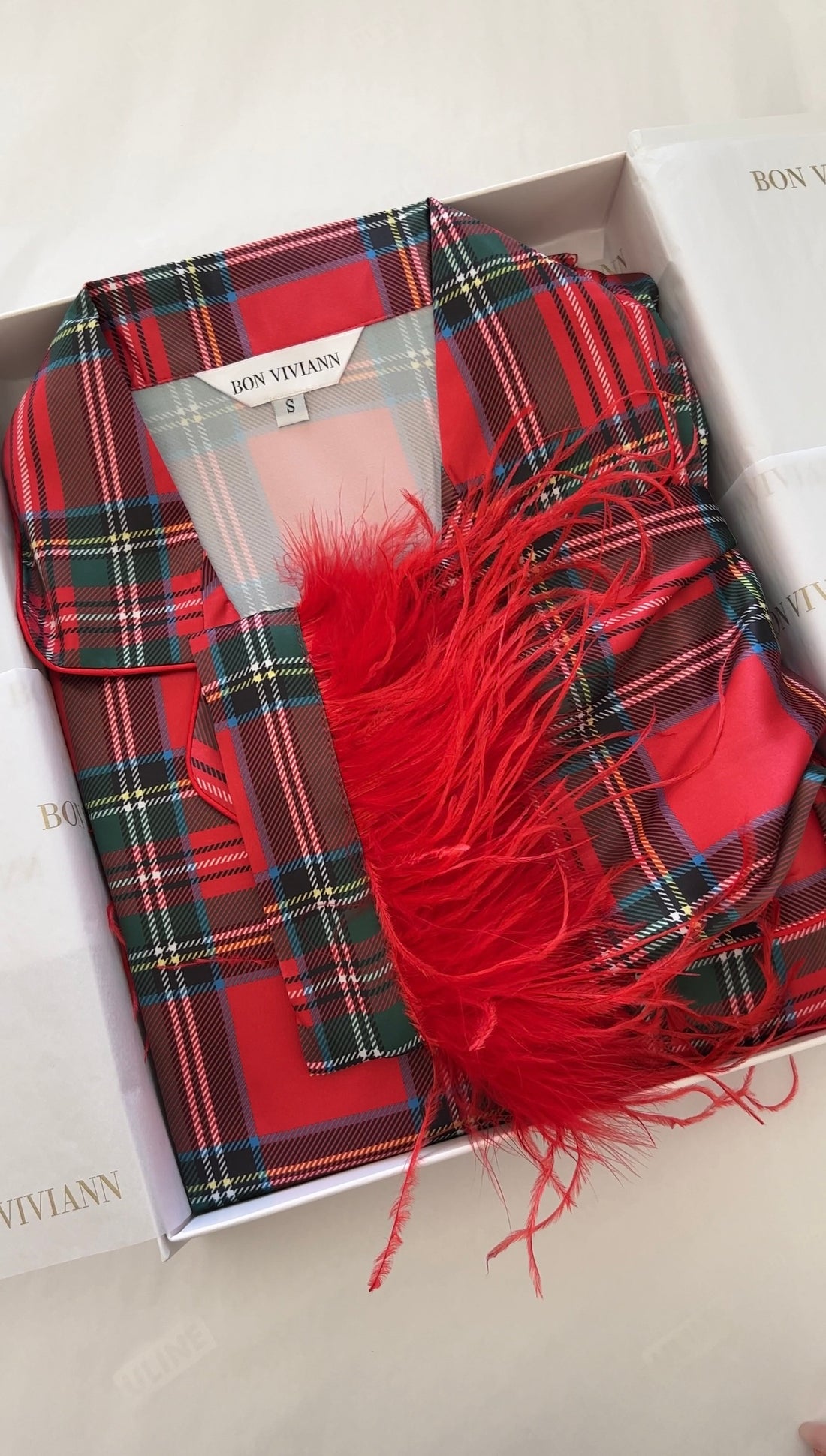 Christmas Holiday Red Plaid Feather Pajamas – BON VIVIANN